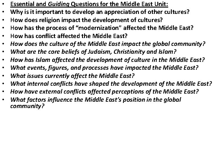 2013 Religions of the Middle East Lesson Plan