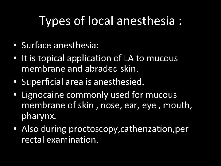 Mechanism of action of Local Anesthesia Factors to