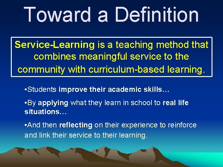 ServiceLearning 101 Fundamentals of ServiceLearning For GEN Clubs