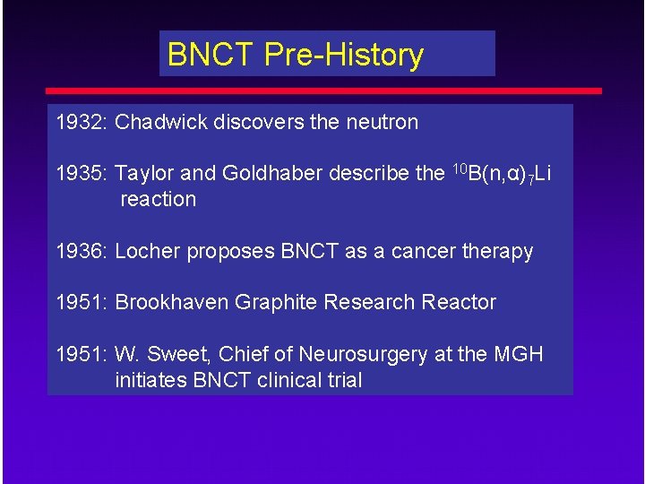 Boron Neutron Capture Therapy BNCT History Preclinical Research
