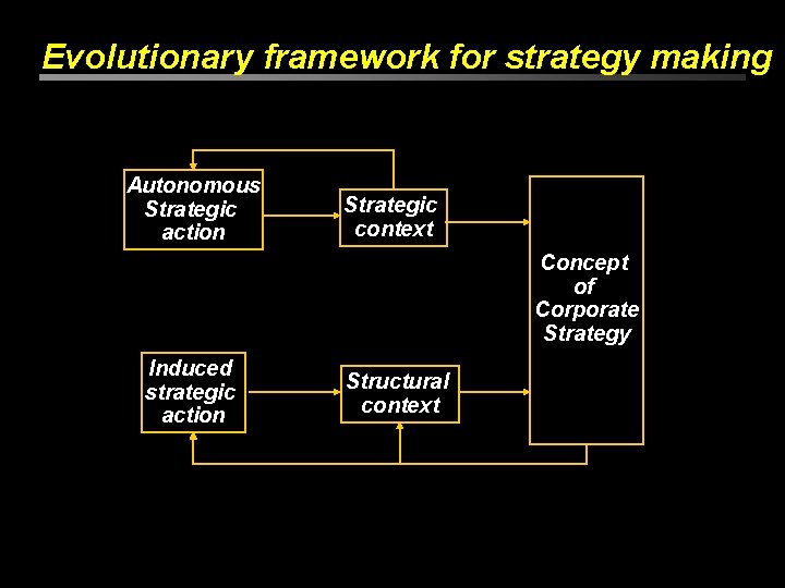 Evolutionary framework for strategy making Autonomous Strategic action