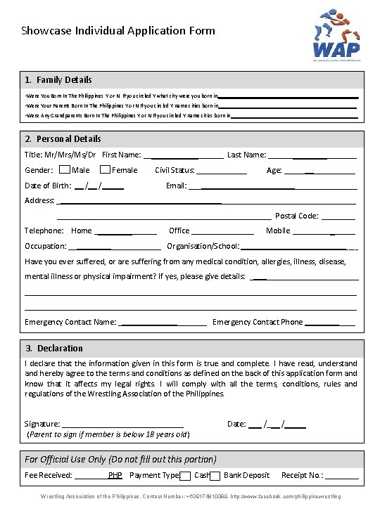 Showcase Individual Application Form 1 Family Details Were