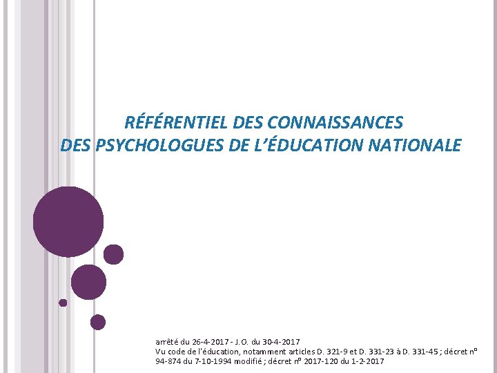 RFRENTIEL DES CONNAISSANCES DES PSYCHOLOGUES DE LDUCATION NATIONALE