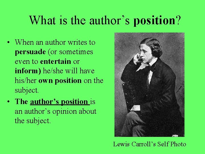 Authors Purpose and Position What are our learning