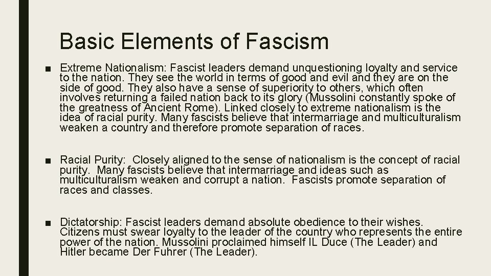 THE RISING TIDE OF FASCISM Fascism Fascism political