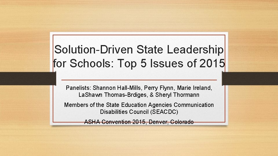 SolutionDriven State Leadership for Schools Top 5 Issues