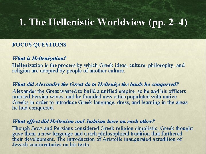 Background The Roman World HISTORY OF THE CHURCH