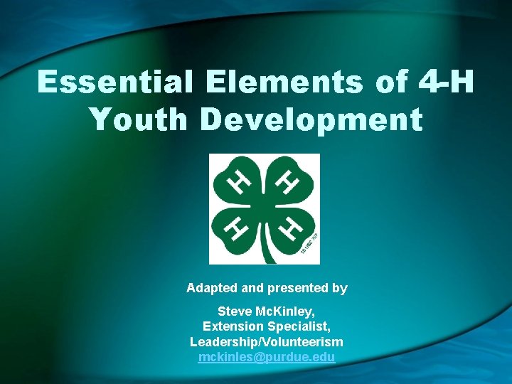 Essential Elements of 4 H Youth Development Adapted