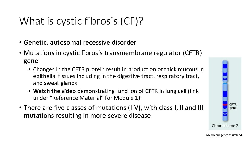 Nutrition and Cystic Fibrosis Module 1 Cystic Fibrosis