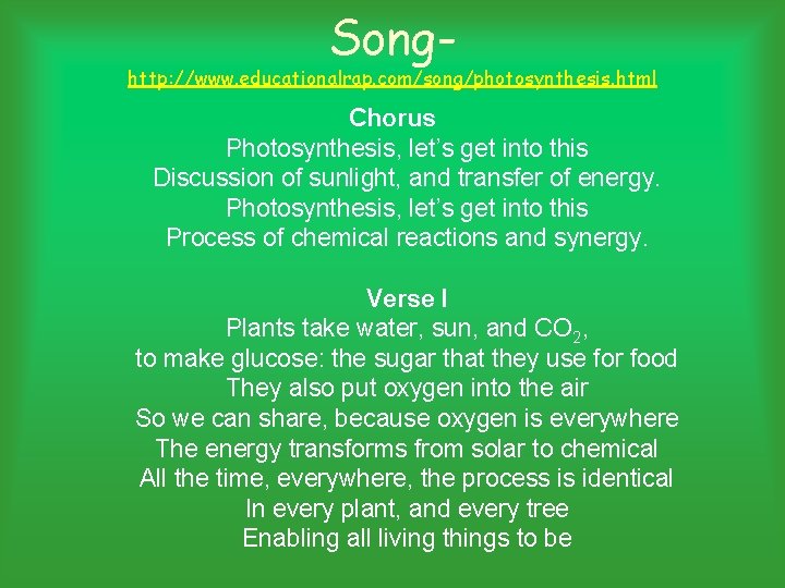 Photosynthesis Cellular Respiration Terms to know Reactants these