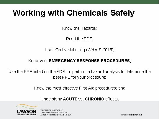Chemical Safety Module Working Safely With Chemicals Lawson