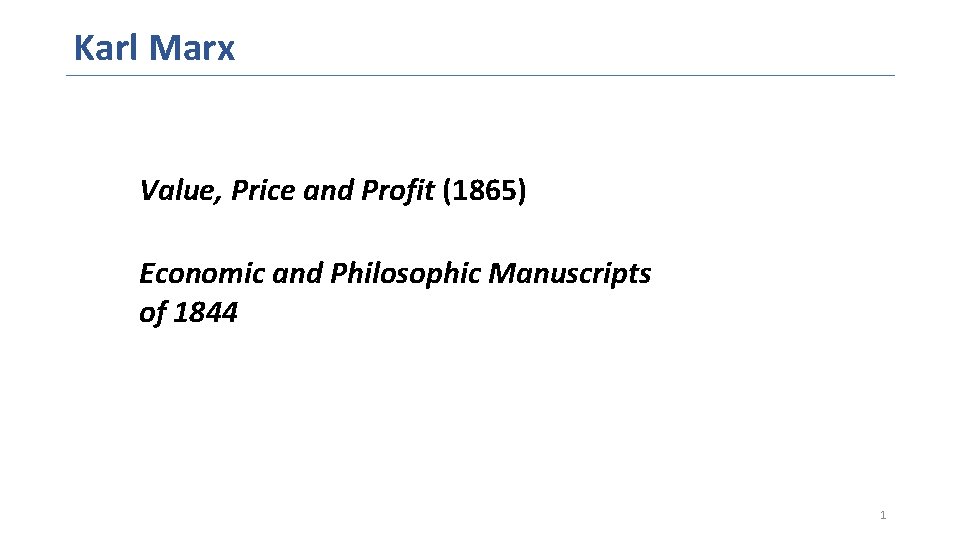 Karl Marx Value Price and Profit 1865 Economic