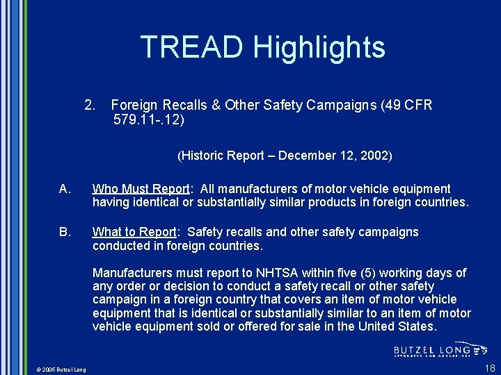 TREAD Act 5 Years After Are We There