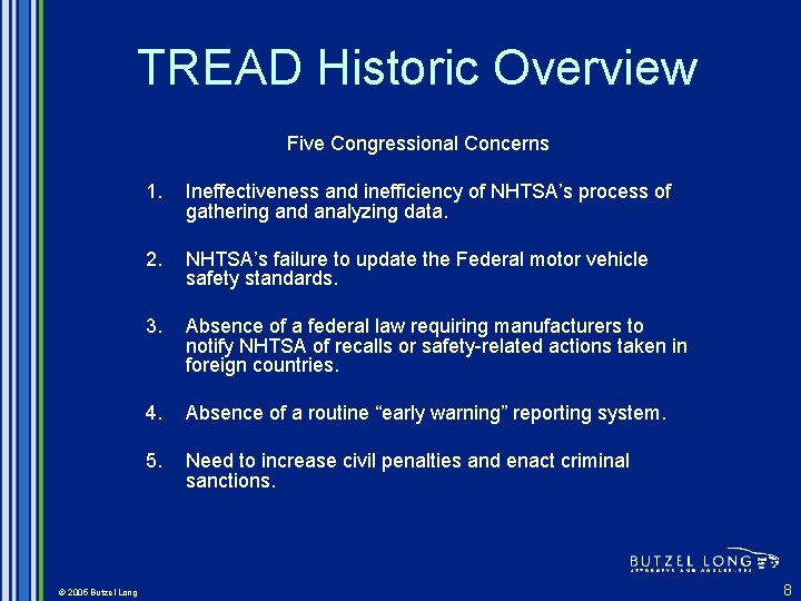 TREAD Act 5 Years After Are We There