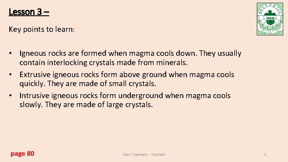 Lesson 1 Key points to learn The Earth
