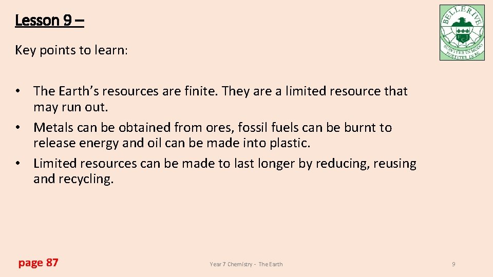 Lesson 1 Key points to learn The Earth