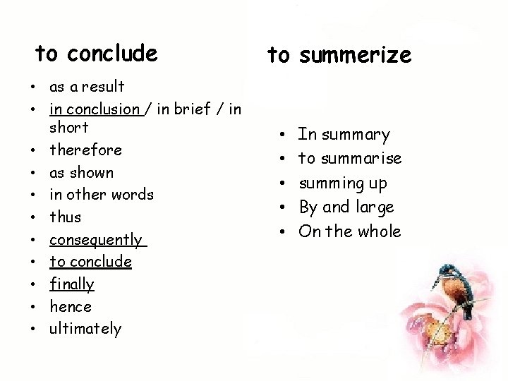 Linking Transitional words and phrases to indicate sequence