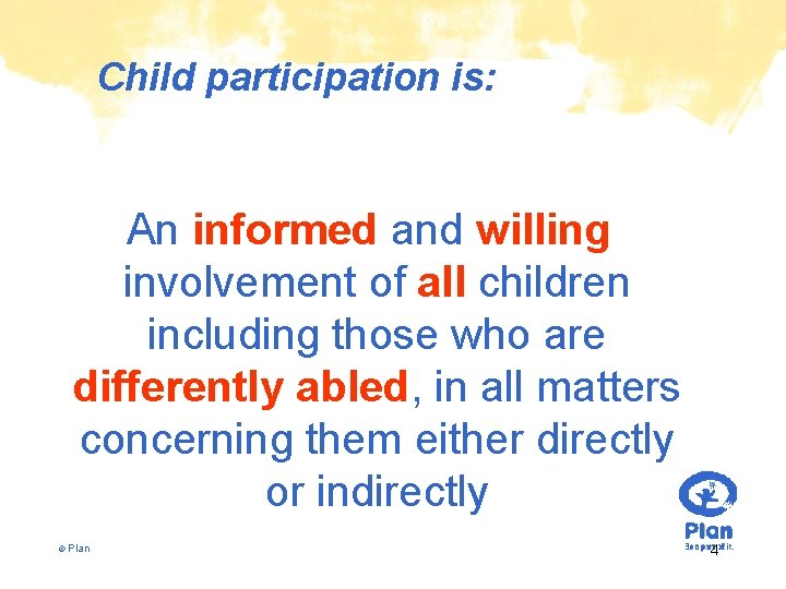 Plan Childrens participation DEFINITIONS CONCEPTS REFLECTIONS Plan ...