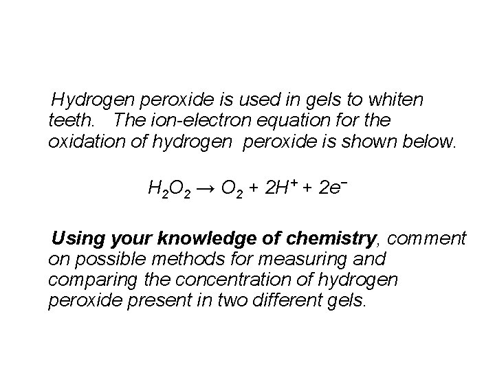 Higher Chemistry Open ended questions word quiz Marking