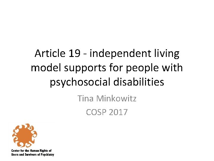Article 19 independent living model supports for people