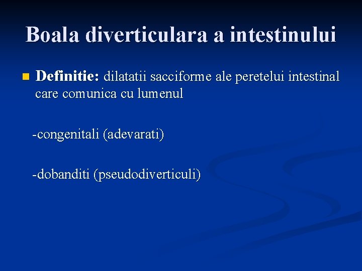 Patologia chirurgicala a intestinului subtire n Boala Crohn