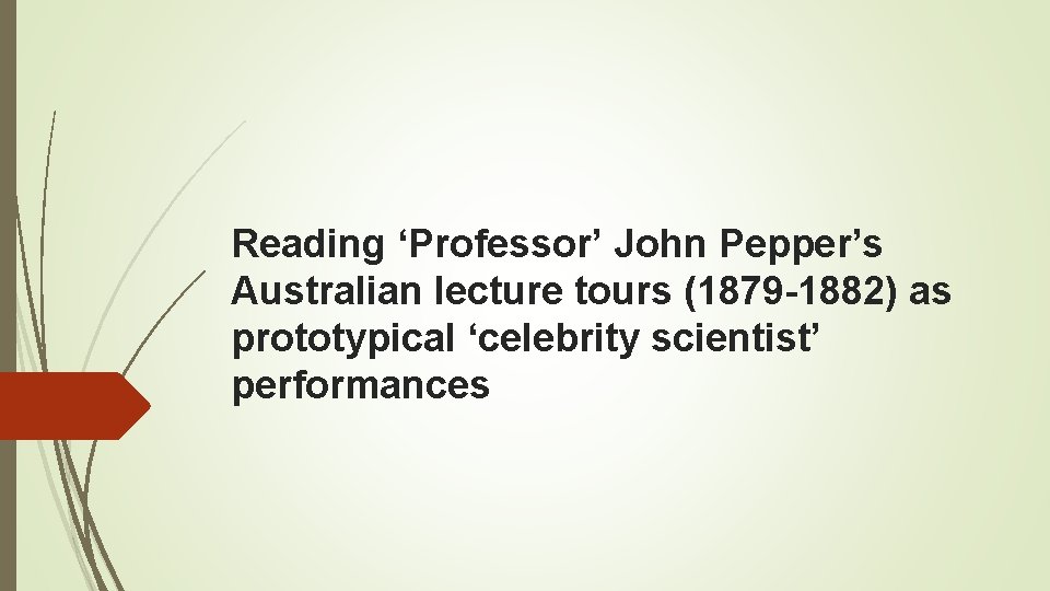 Reading Professor John Peppers Australian lecture tours 1879