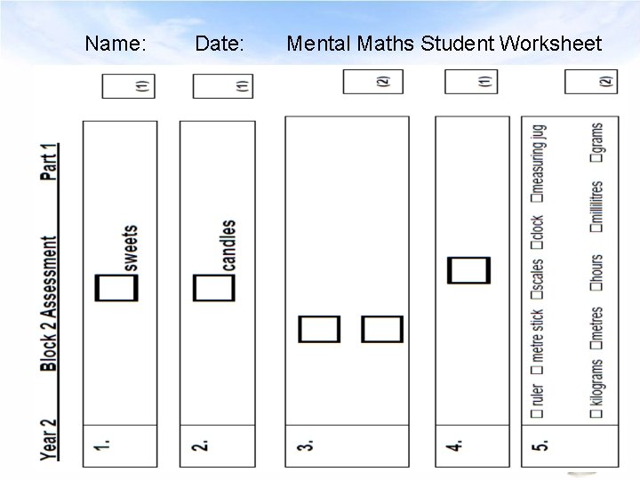 Year 2 Block 2 Assessment Paper 1 Answers