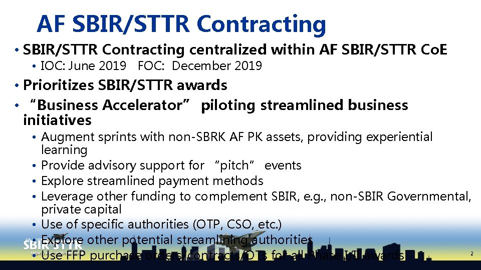 Air Force SBIRSTTR Center of Excellence Co E