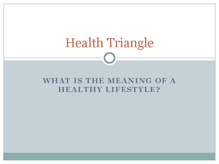 Health Triangle WHAT IS THE MEANING OF A
