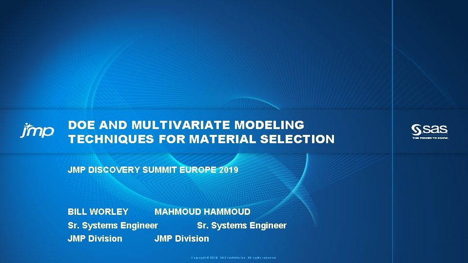 DOE AND MULTIVARIATE MODELING TECHNIQUES FOR MATERIAL SELECTION