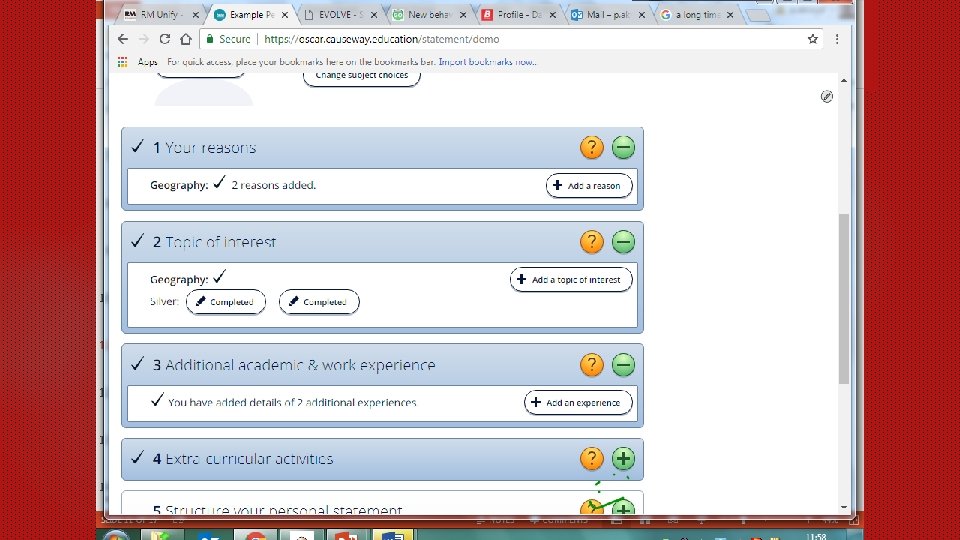 Oscar REFERENCE TOOL The personal statement THE MOST