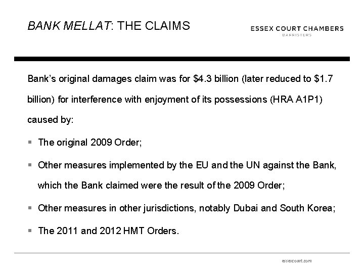 CONFLICT AND CONFIDENTIALITY DISCLOSURE FOLLOWING BANK MELLAT PHILIPPA