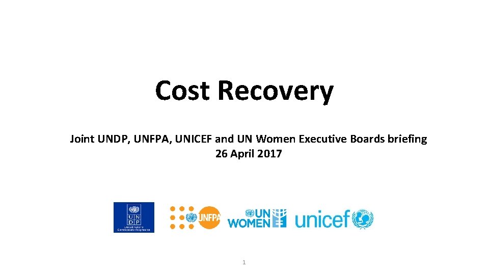 Cost Recovery Joint UNDP UNFPA UNICEF and UN