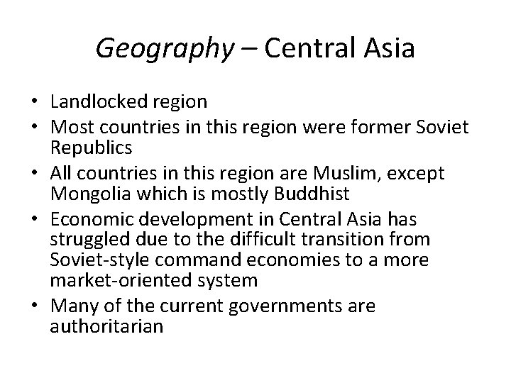 Chapter 9 South and Central Asia and International