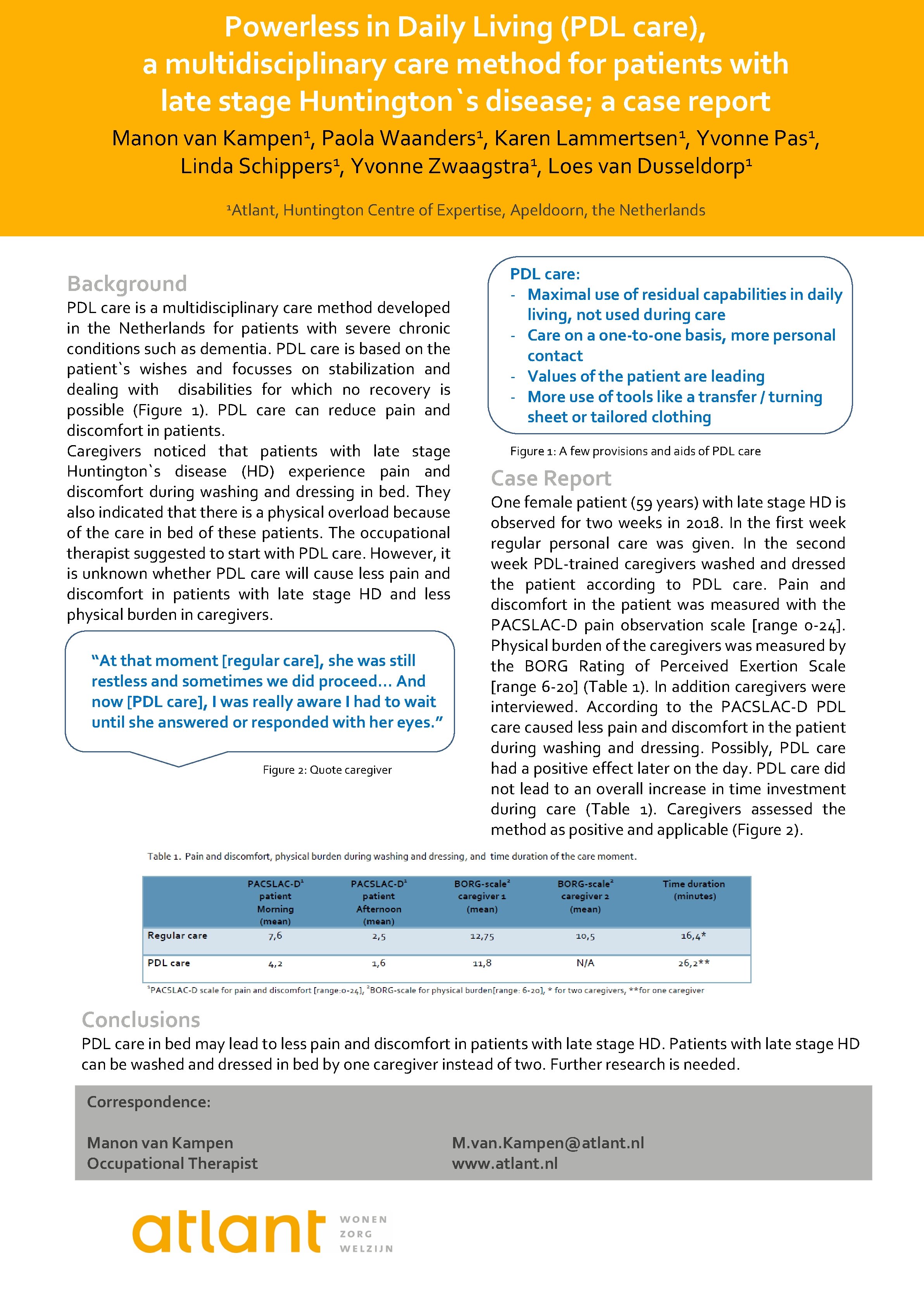 Powerless in Daily Living PDL care a multidisciplinary