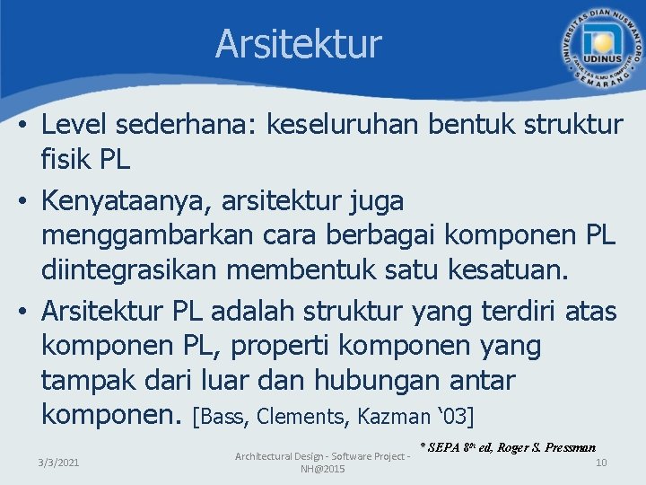 Architectural Design Tim RPL Progdi Teknik Informatika Desain