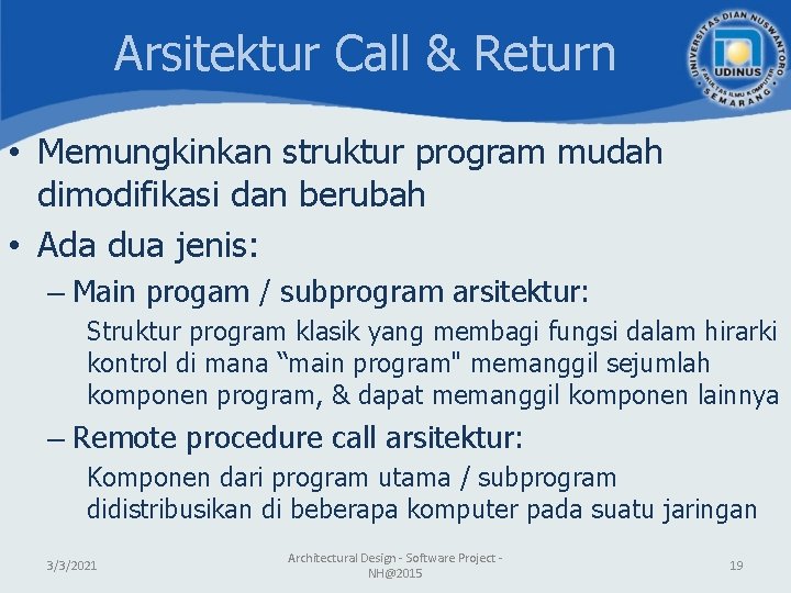 Architectural Design Tim RPL Progdi Teknik Informatika Desain