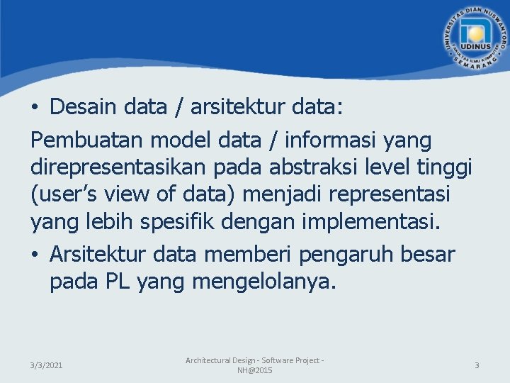 Architectural Design Tim RPL Progdi Teknik Informatika Desain