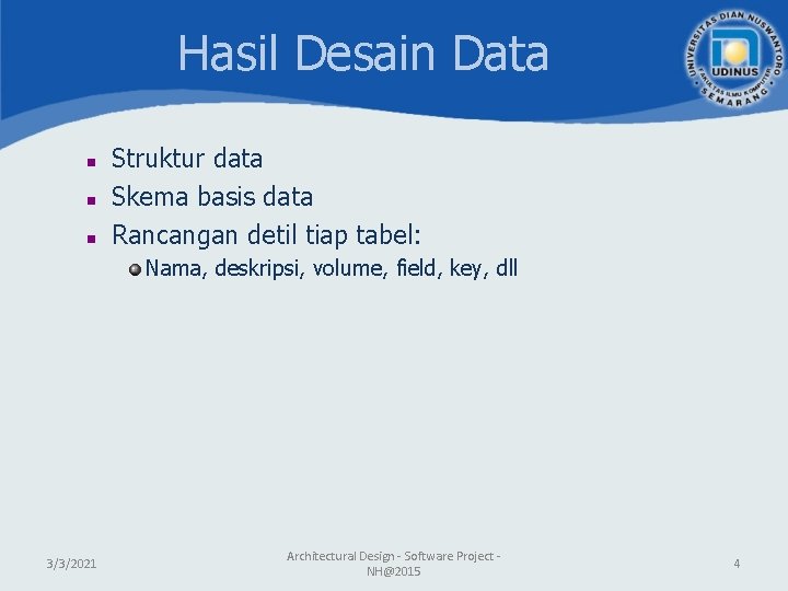 Architectural Design Tim RPL Progdi Teknik Informatika Desain