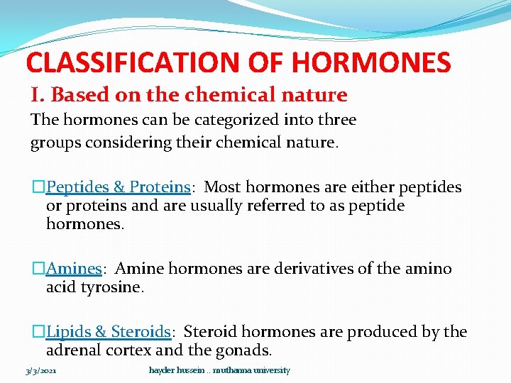 Hormones Endocrine system Muthanna Universityvetmedicine college ...