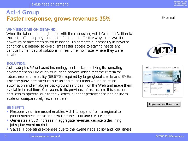 ebusiness on demand Act1 Group Faster response grows
