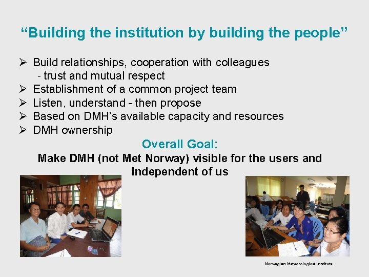 Cooperation between DMH Myanmar and MET Norway on