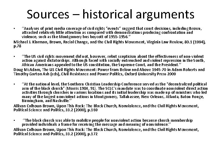 The Civil rights movement 1860 s1960 s Sources