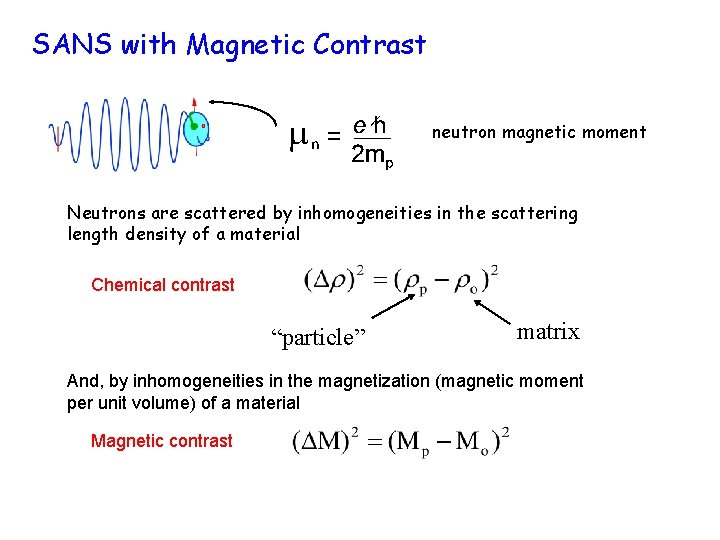 SANS with Magnetic Contrast neutron magnetic moment Neutrons