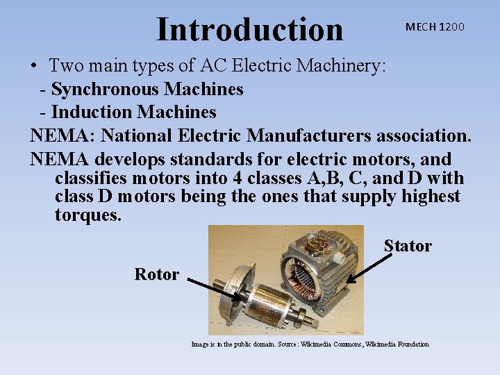 MECH 1200 Fundamentals of AC Electric Machinery Topics