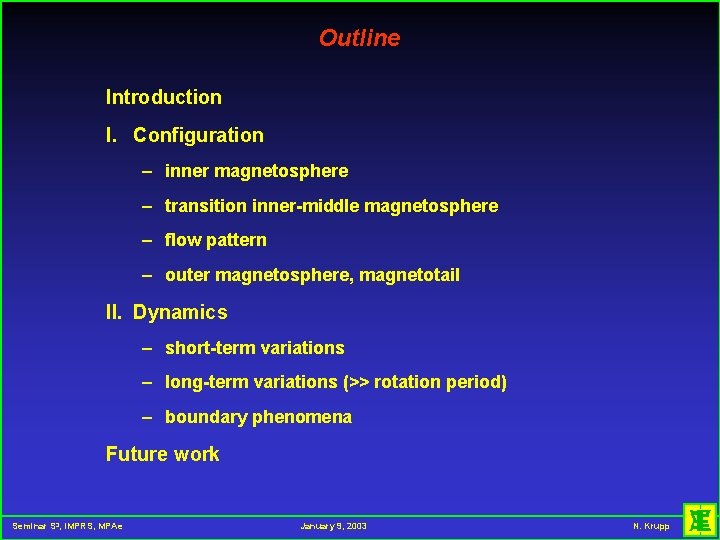 Planetary Magnetospheres Global Configuration and Dynamics of the