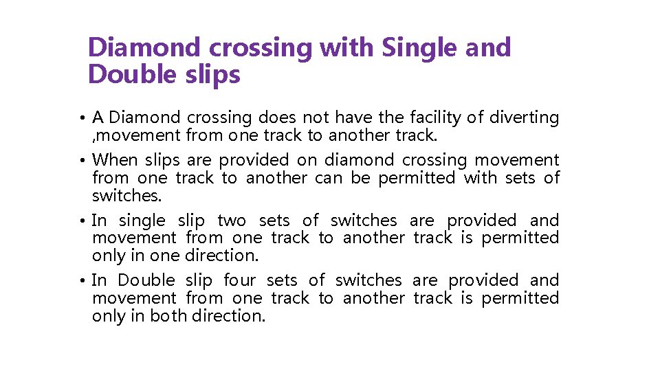 3 3 Special layouts Diamond crossings including with