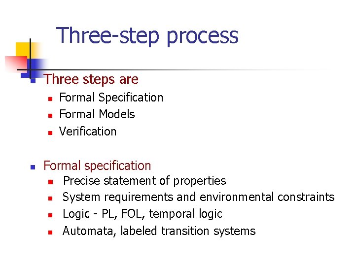Overview of Formal Verification S Ramesh IIT Bombay