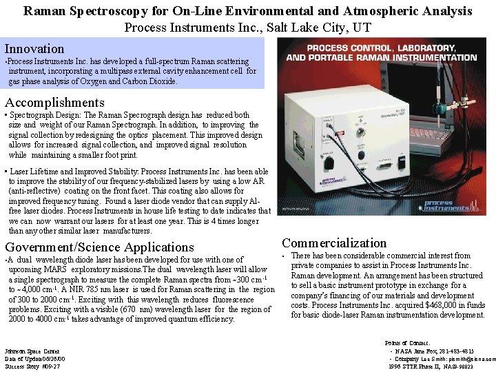 Raman Spectroscopy for OnLine Environmental and Atmospheric Analysis