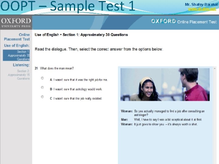 OOPT Sample Test 1 Mr Shafey Barakat www